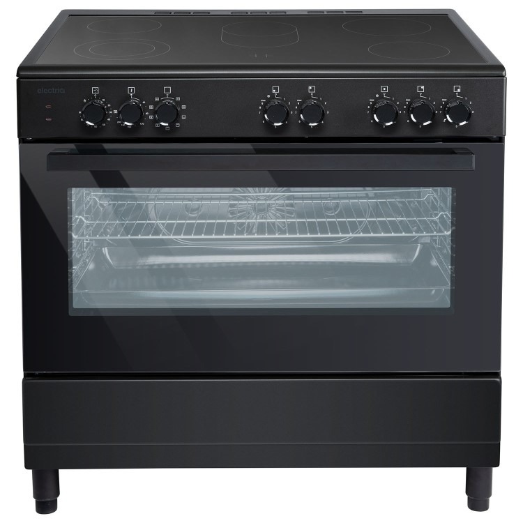 electriQ 90cm Single Cavity Range Cooker with Ceramic Hob - Black ...