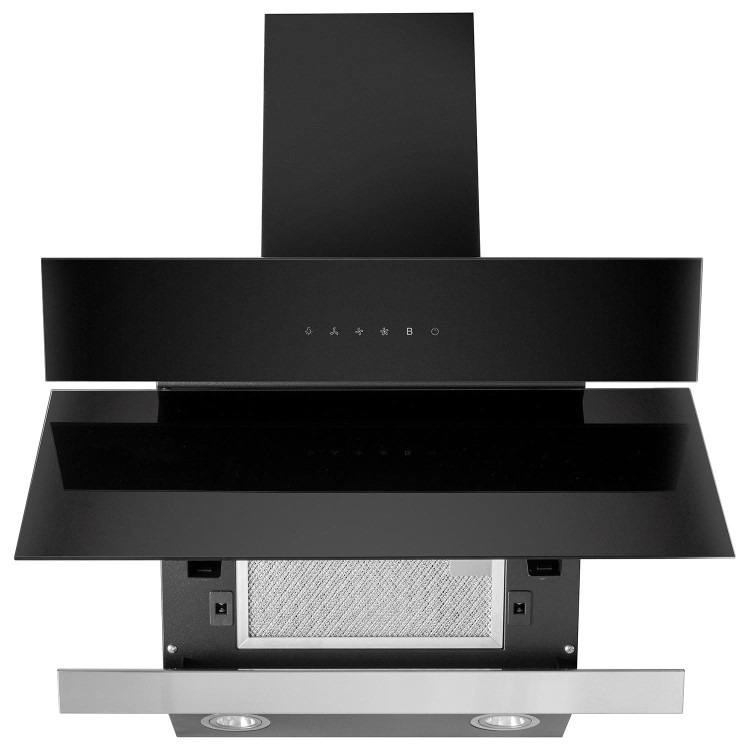 electriQ 60cm Angled Cooker Hood - Black and Stainless Steel ...