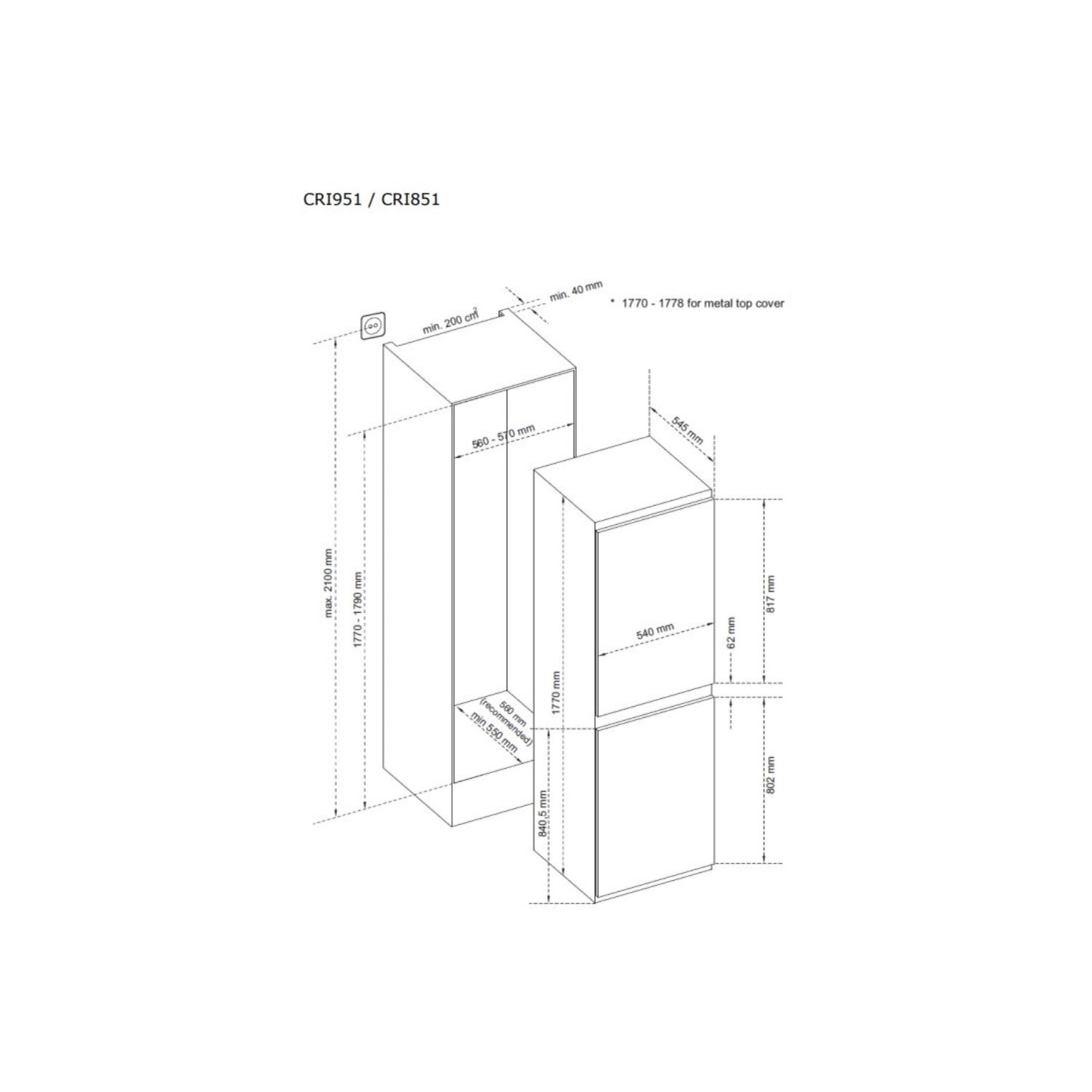 CDA 228 Litre 50/50 Integrated Fridge Freezer - Essential Depot