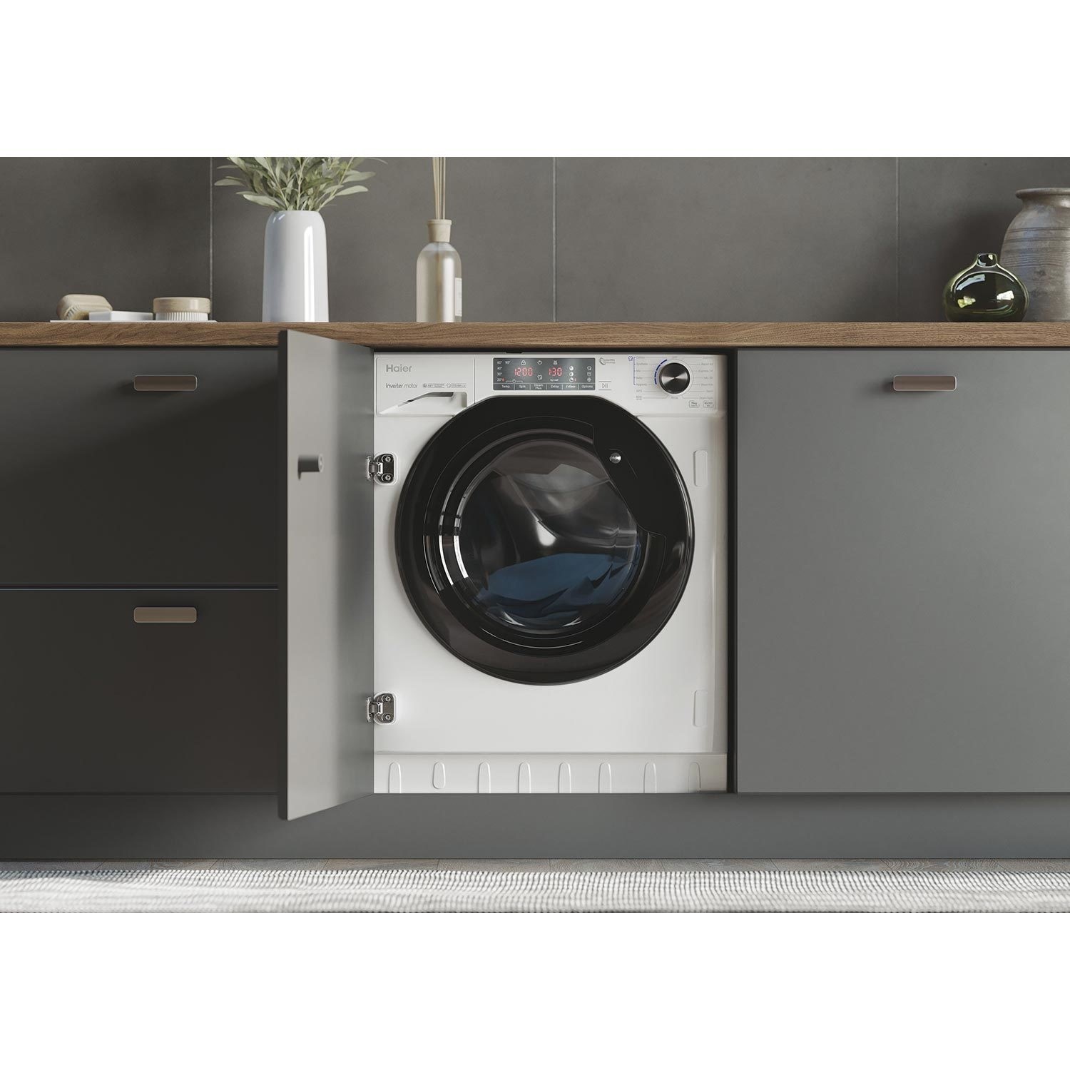Refurbished Haier HWQ90B416FWB-UK Integrated 9KG 1600 Spin Washing ...