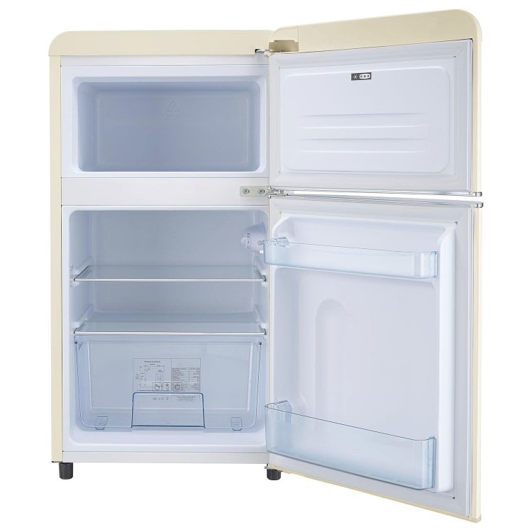 electriQ 80 Litre 70/30 Retro Freestanding Fridge Freezer – Cream ...