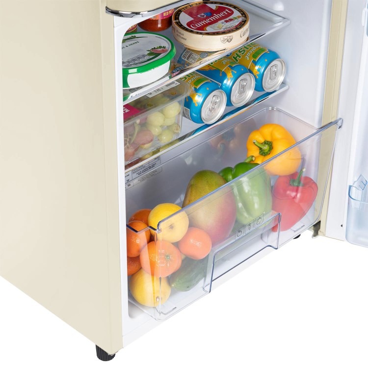 electriQ 80 Litre 70/30 Retro Freestanding Fridge Freezer – Cream ...