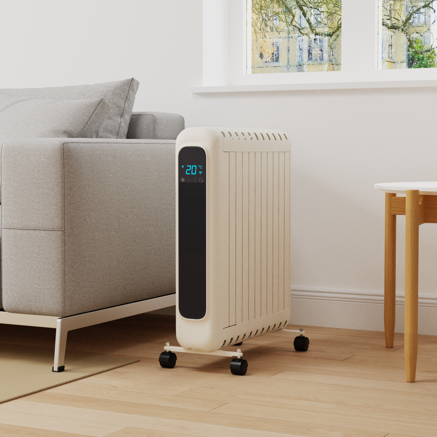 electriQ 2400W Smart Oil-Free Radiator With LED Display - White ...