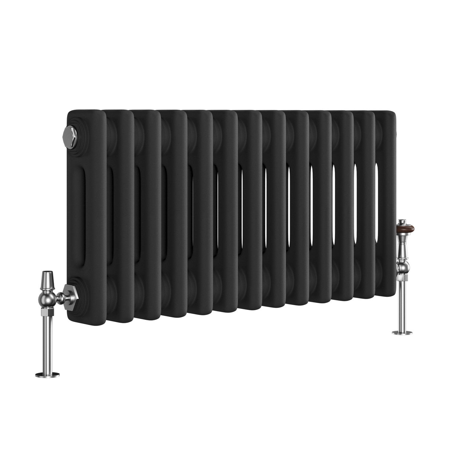 Reggio Midnight Black Horizontal Double Column Traditional Radiator ...