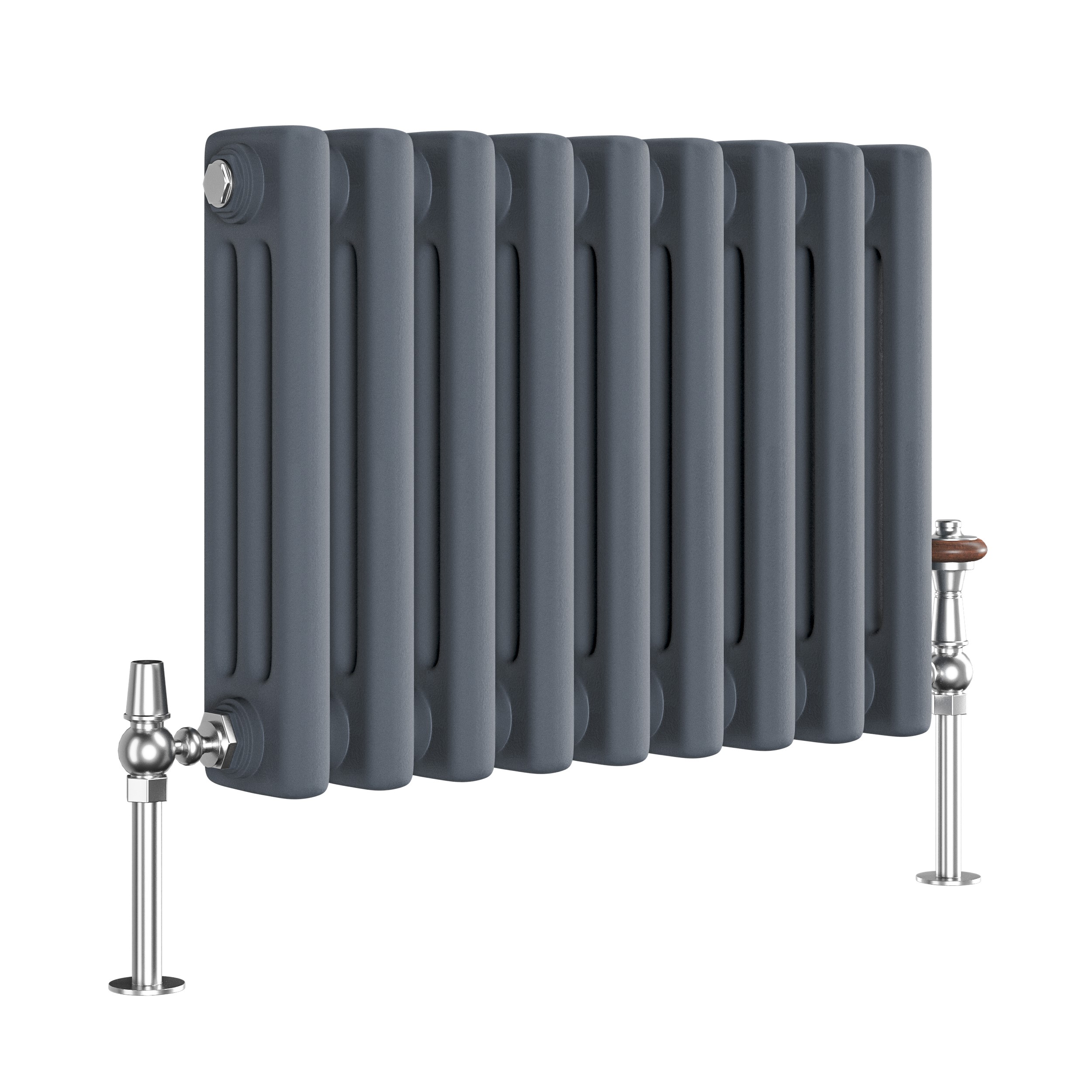 Reggio Anthracite Horizontal Triple Column Traditional Radiator ...