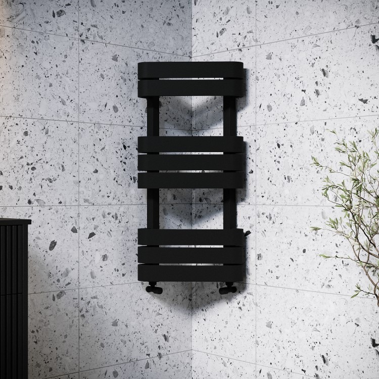 Black Corner Towel Radiator 850 x 400mm – Kahli - Essential Depot