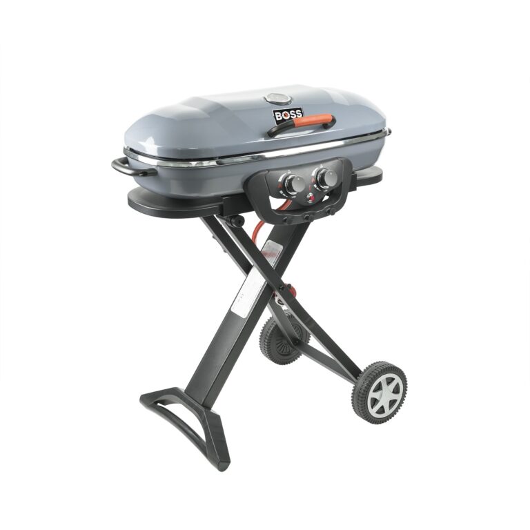 Boss Grill Deluxe Portable - 2 Burner Gas BBQ Grill with Trolley - Grey ...
