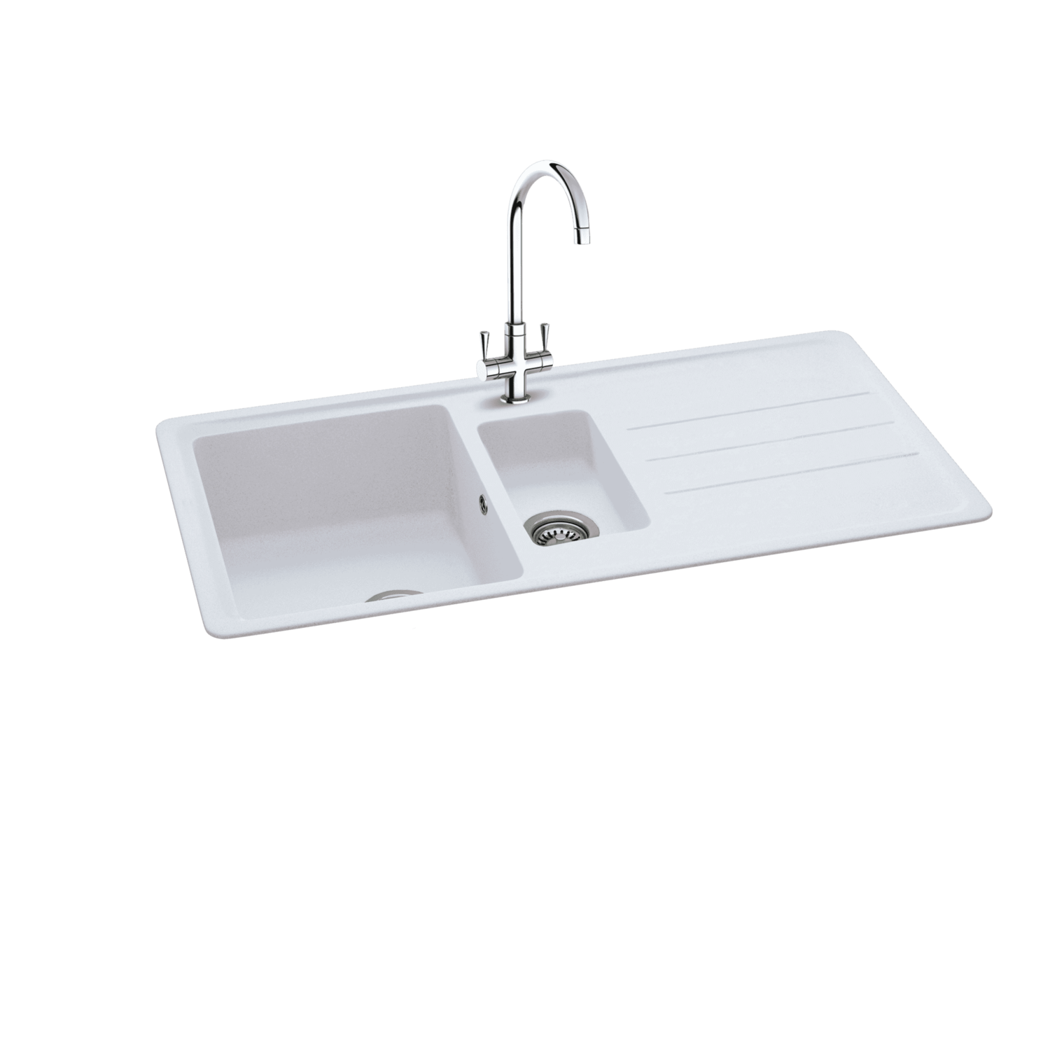 Carron Phoenix Janus 1.5 Bowl Inset White Granite Kitchen Sink ...