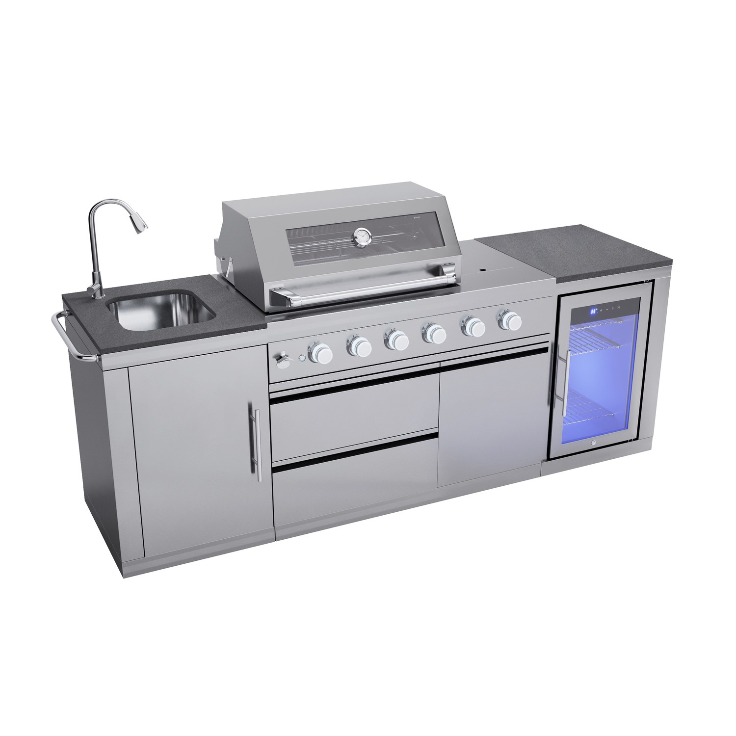 Monster Grill - Ultimate Outdoor Kitchen - 4 Burner Gas BBQ with Fridge ...