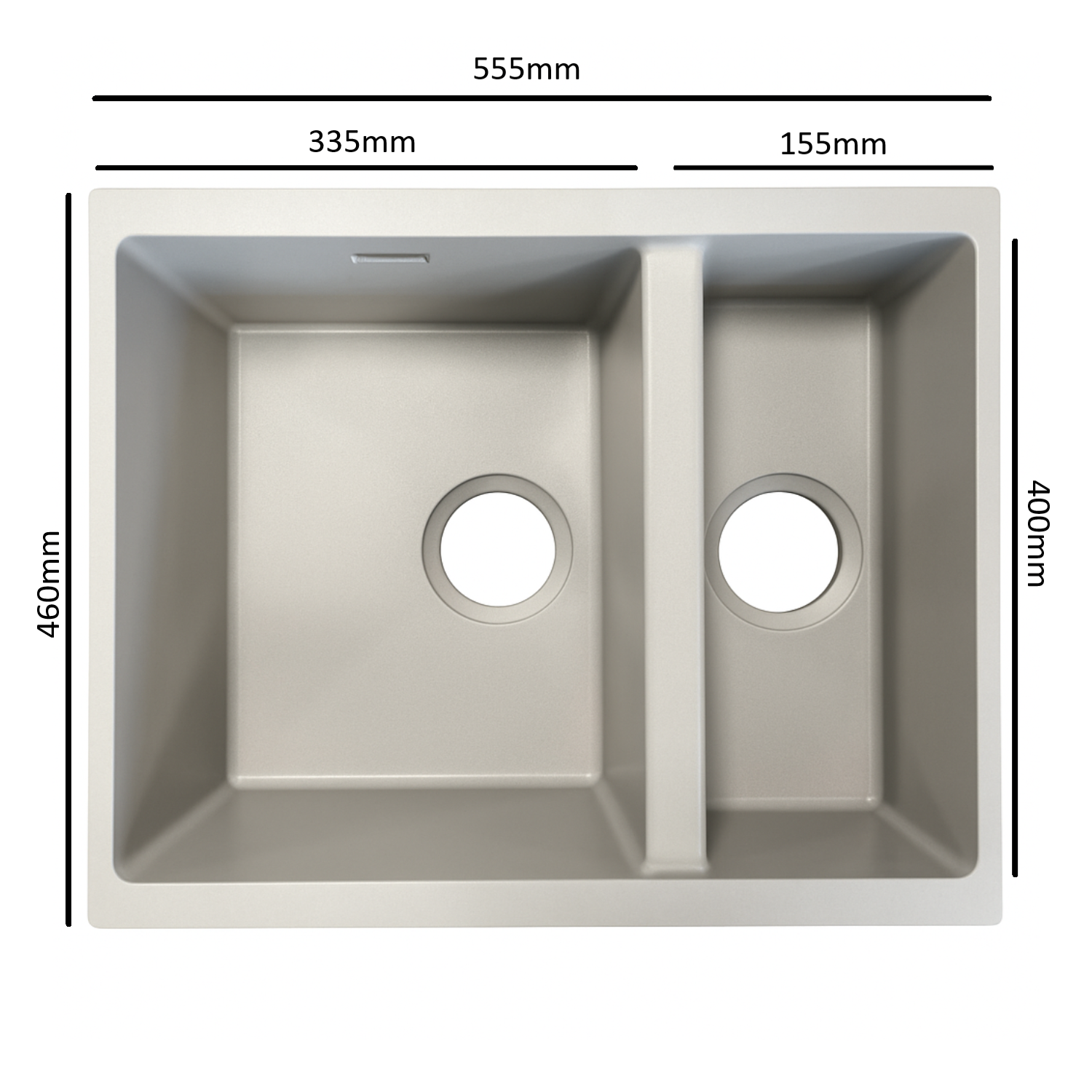 1.5 Bowl Undermount Grey Granite Composite Kitchen Sink Reversible ...
